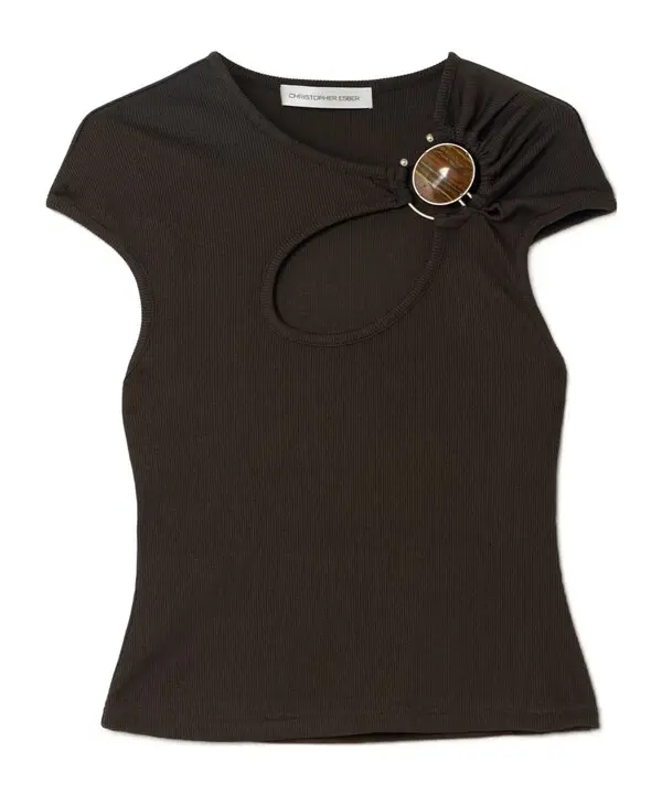 Christopher Esber Ribbed Knit Cut Out T-shirt