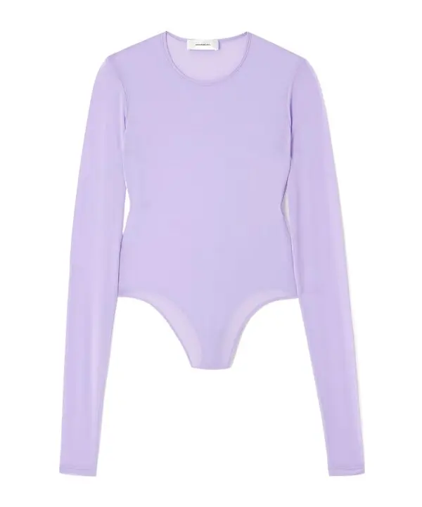 Wardrobe.NYC Crew Neck Long Sleeve Bodysuit - Purple