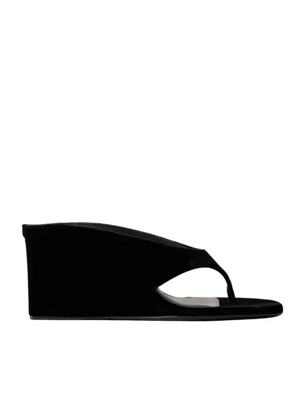 Alaïa Velvet Wedge Thong Sandals