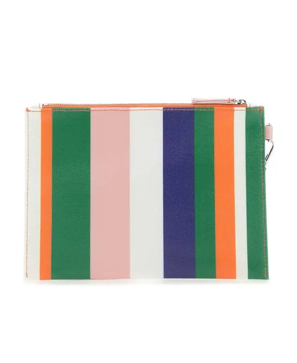 Maison Kitsuné Striped Canvas Logo Pouch