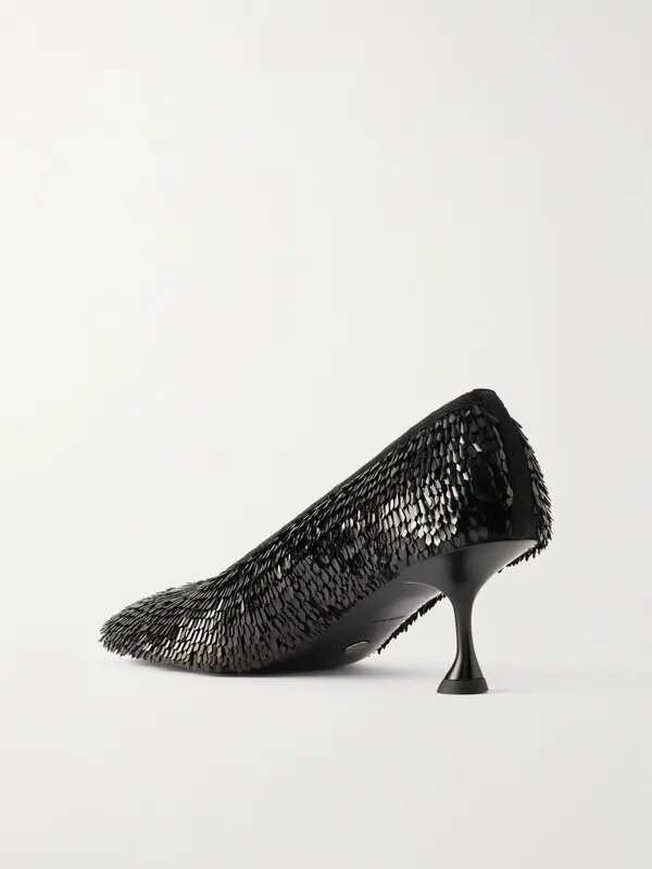 Proenza Schouler Sequined Mesh Pumps - Black