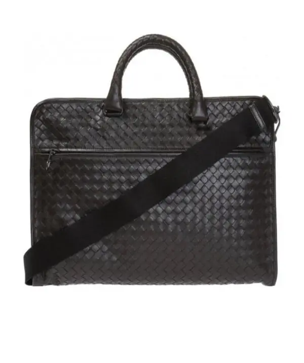 Bottega Veneta Dark Curry Intrecciato Briefcase - Black