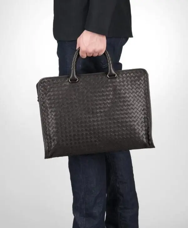 Bottega Veneta Intrecciato Leather Briefcase - Black