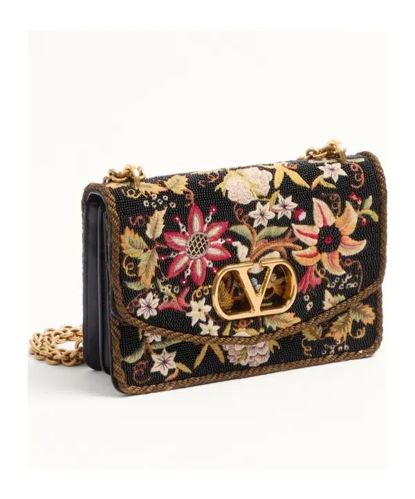 Valentino Garavani Embroidered Foldover Shoulder Bag