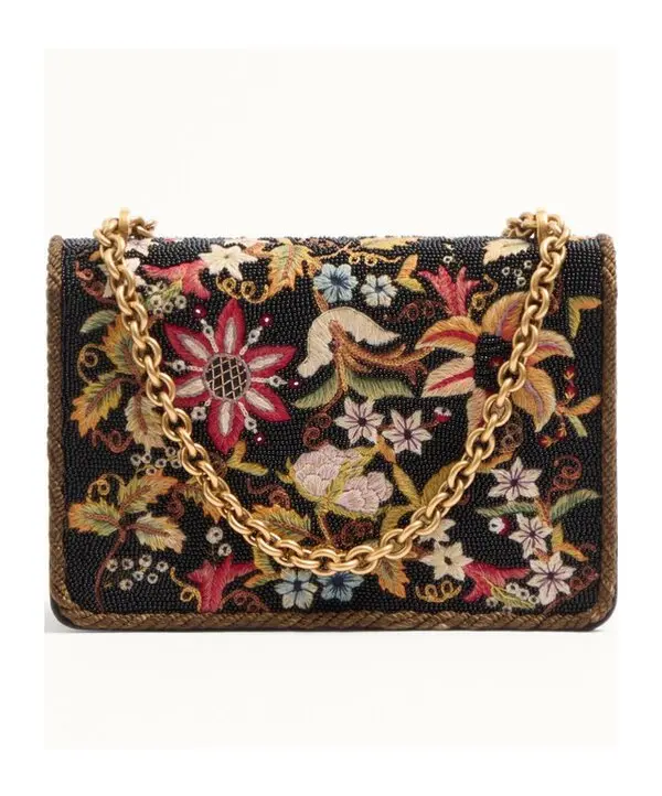 Valentino Garavani Embroidered Foldover Shoulder Bag
