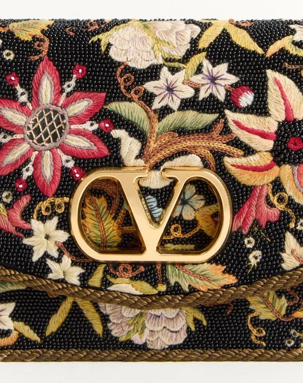 Valentino Garavani Embroidered Foldover Shoulder Bag