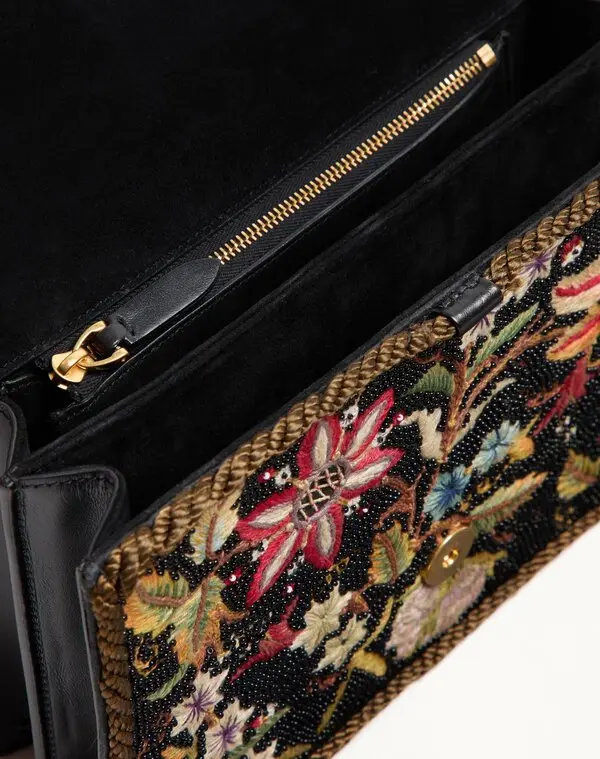 Valentino Garavani Embroidered Foldover Shoulder Bag