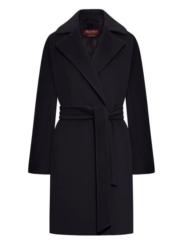 Max Mara Scire Belted Long-sleeved Coat - Black