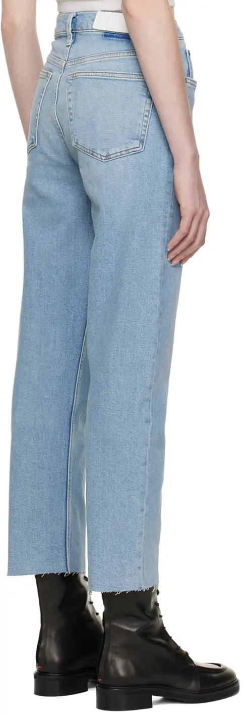 RE/DONE Straight Leg Cropped Jeans With Raw Edge Hem