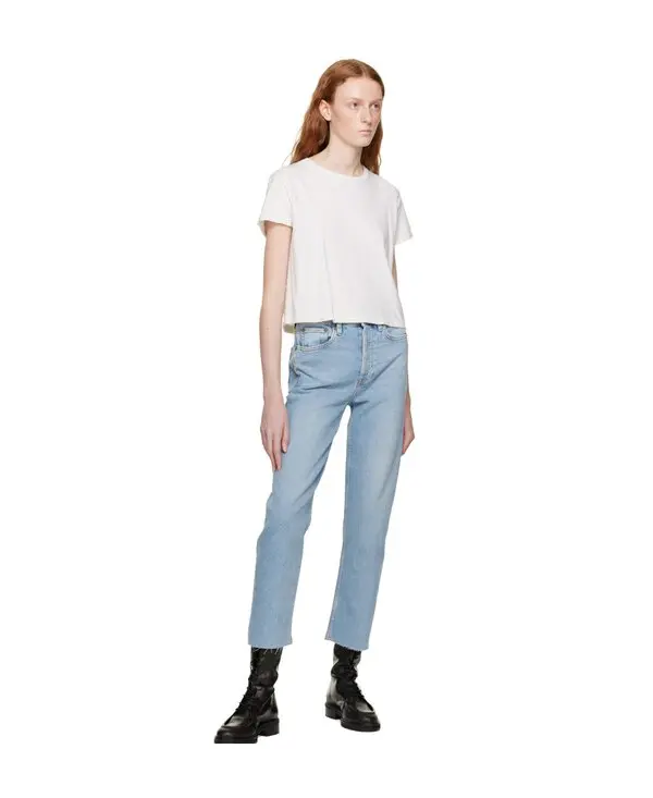 RE/DONE Straight Leg Cropped Jeans With Raw Edge Hem