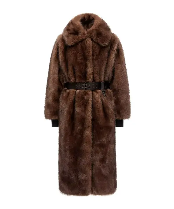 Moncler Arly Belted Down Coat - Brown