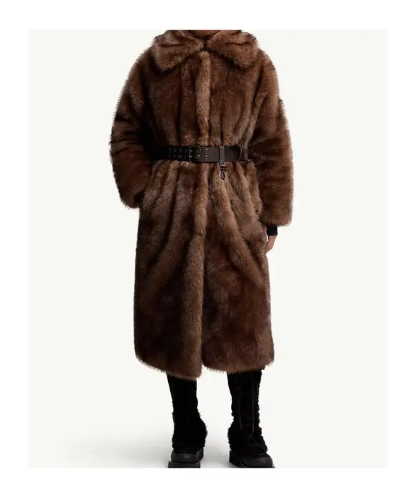 Moncler Arly Belted Down Coat - Brown