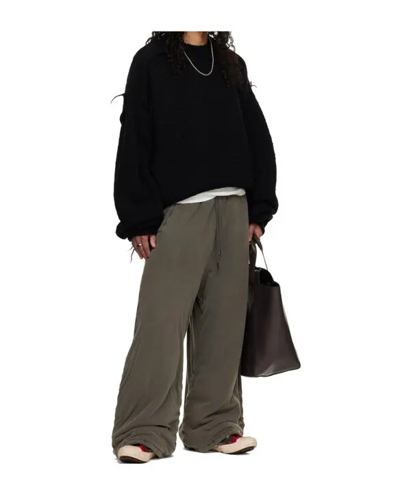 LU'U DAN Wadded Bontans Drawstring Casual Pants - Black