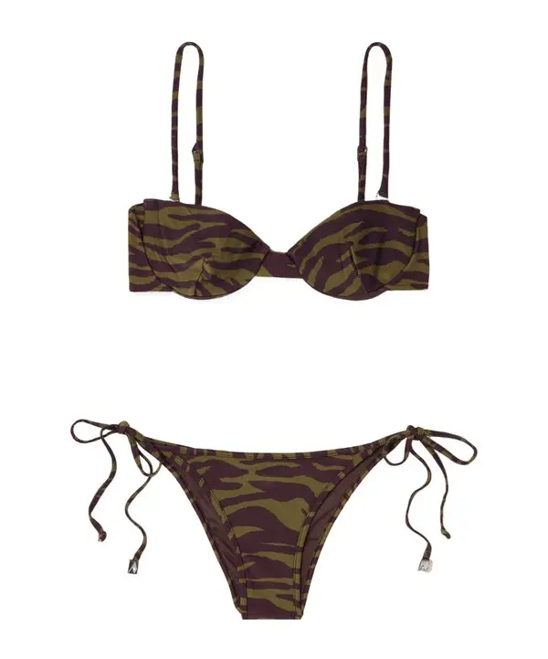 Attico Zebra Printed Bikini - Green