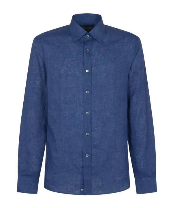 Canali Textured Long-sleeve Shirt - Blue