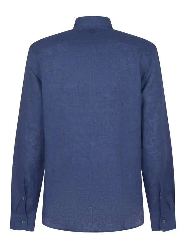 Canali Textured Long-sleeve Shirt - Blue