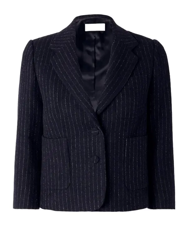 Dries Van Noten Cropped Pinstriped Wool Blazer