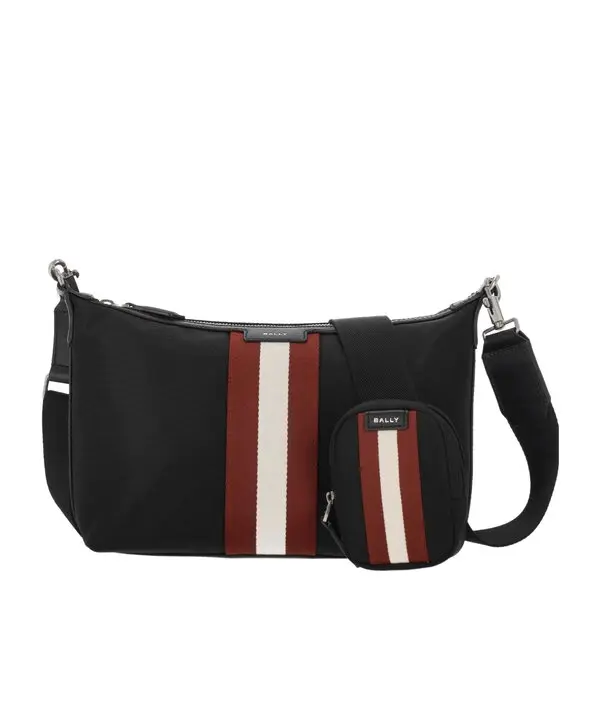 Bally Code Ribbon Zipped Shoulder Bag - Black