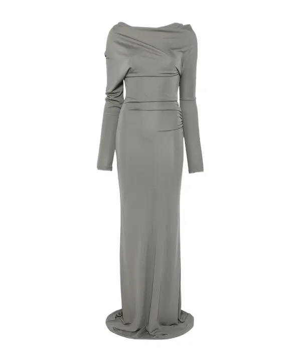 AYA MUSE Single-shoulder Flowing Long Dress - Gray