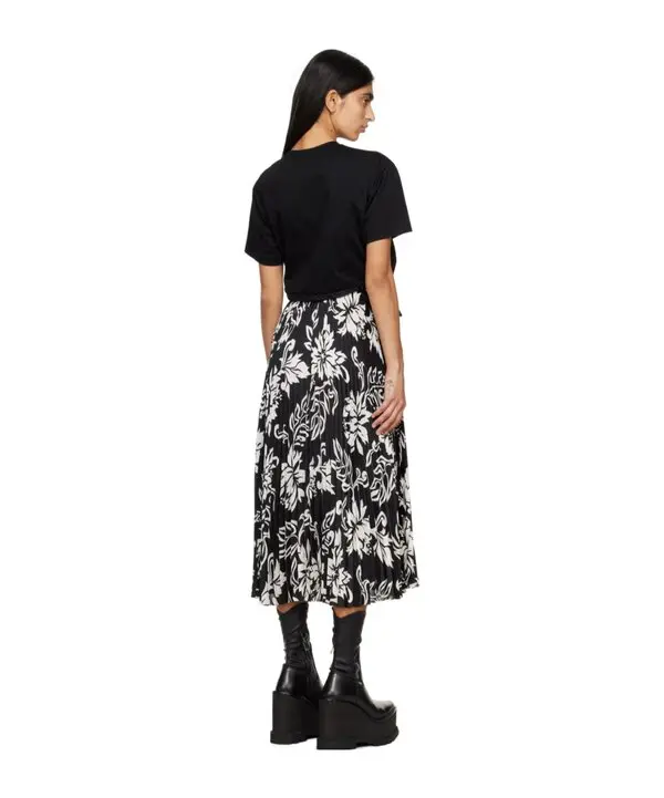 Sacai Floral-print Pleated Midi Dress