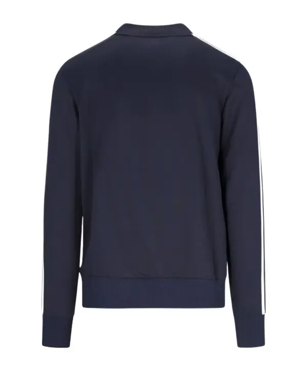 Ami Embroidered Logo Sweatshirt With Side Stripes - Black