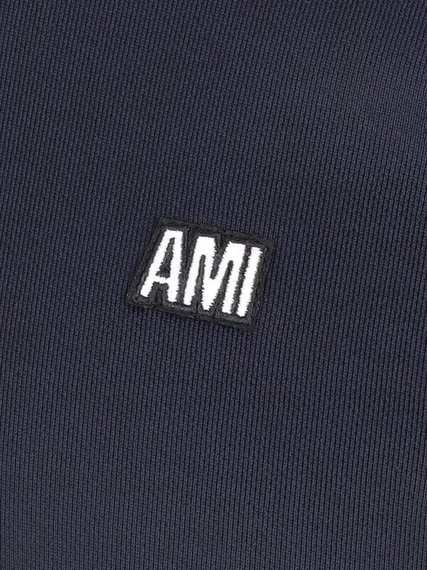 Ami Embroidered Logo Sweatshirt With Side Stripes - Black