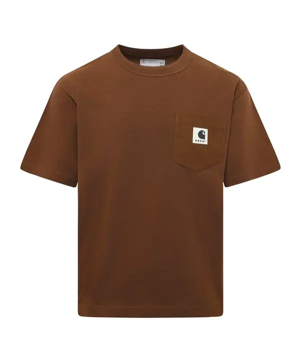Sacai X Carhartt Wip Logo Patch Crewneck T-shirt - Brown