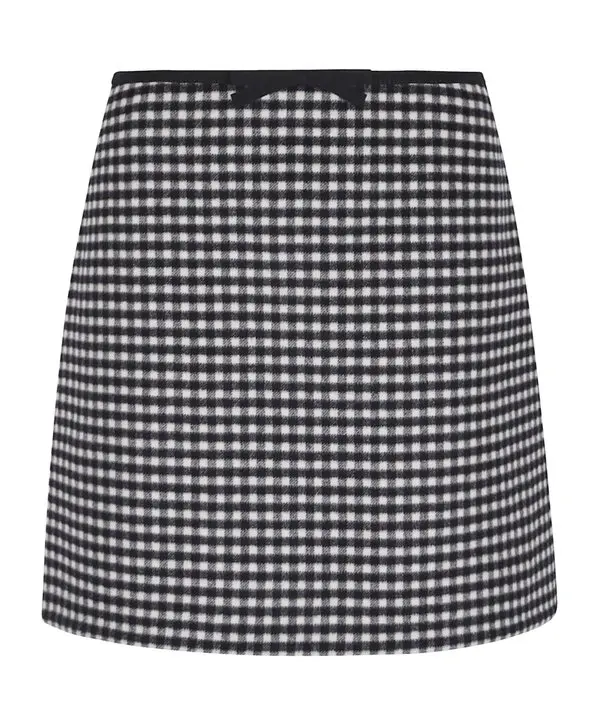 Valentino Garavani Gingham Bow Detail Mini Skirt - Black