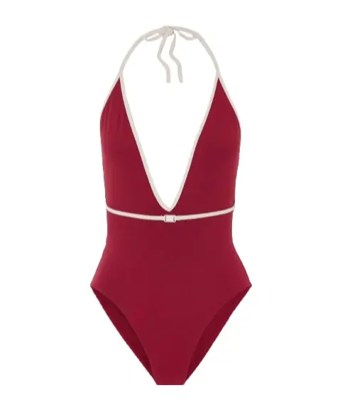 ERES Lou Lou Deep V-neck One-piece Swimsuit With Detachable Belt - Red