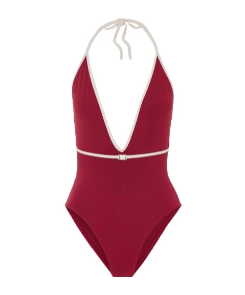 ERES Lou Lou Deep V-neck One-piece Swimsuit With Detachable Belt - Crimson
