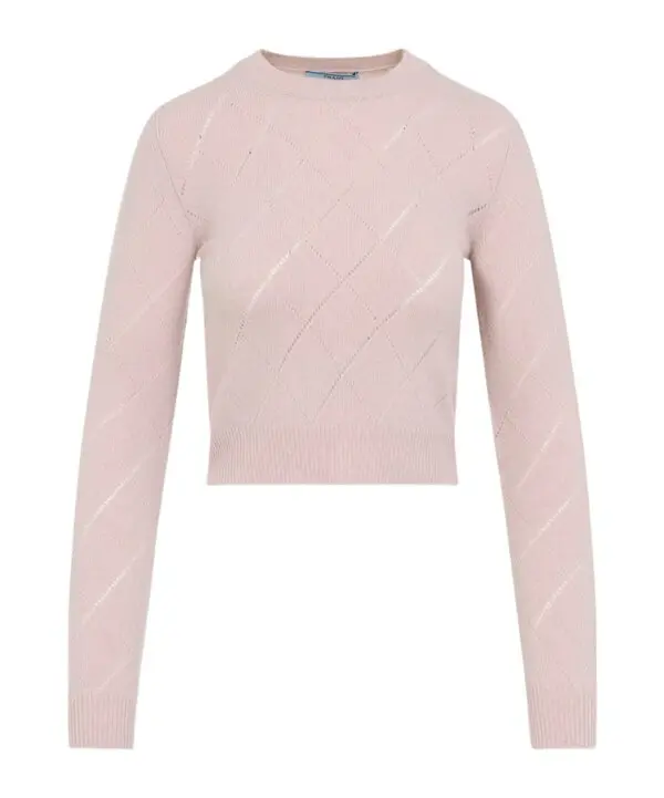 Prada Cropped Crewneck Jumper - Pink