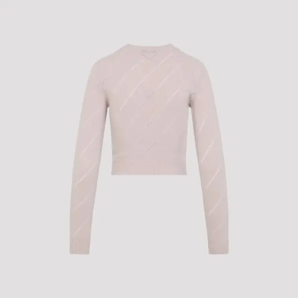 Prada Cropped Crewneck Jumper - Pink