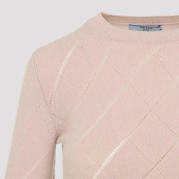 Prada Cropped Crewneck Jumper - Pink