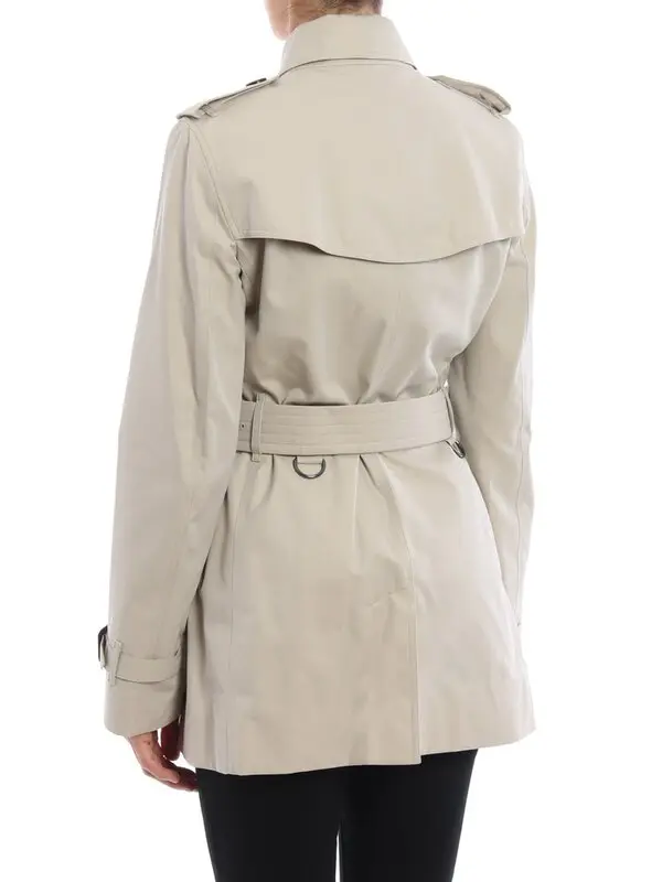 Burberry Double-breasted Short Windbreaker With Belted Waist - Nude