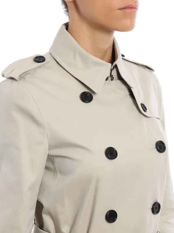 Burberry Double-breasted Short Windbreaker With Belted Waist - Nude