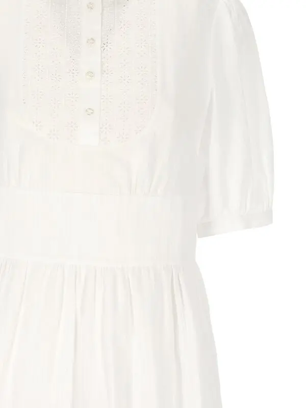 Celine Babydoll Mini Dress In Striped Cotton Voile