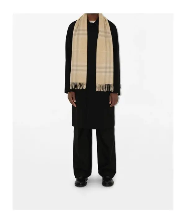 Burberry Checked Fringed Edge Scarf - Linen Mixed Color