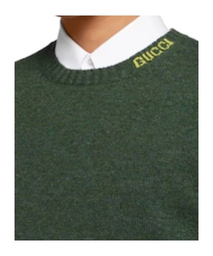 Gucci Felted Wool Knit Sweater With Intarsia