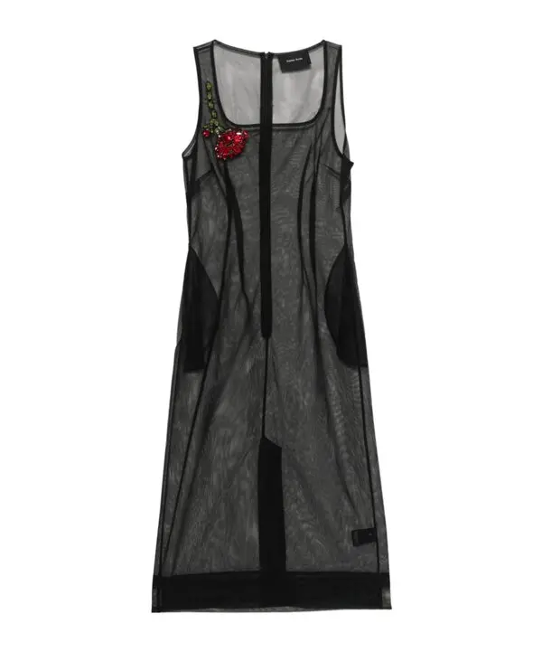 Simone Rocha Square Neck Sleeveless Dress With Embellishment