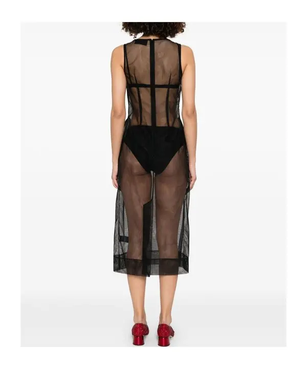 Simone Rocha Square Neck Sleeveless Dress With Embellishment