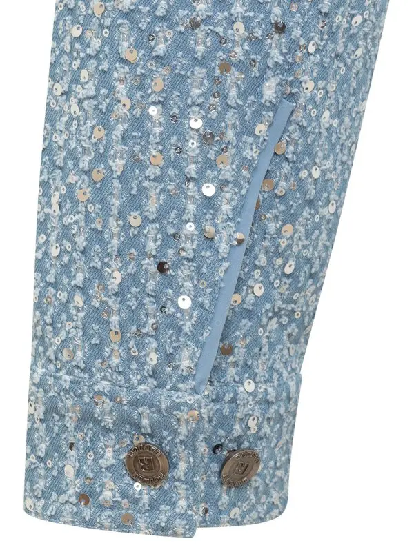 ROTATE BY BIRGER CHRISTENSEN Embellished Cropped Denim Jacket
