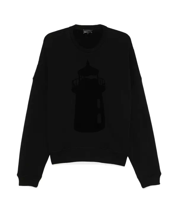 Emporio Armani Flocked-motif Sweatshirt - Black