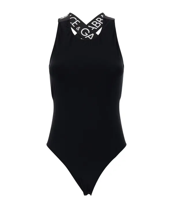 Dolce & Gabbana Logo Band One-piece Swimsuit - Black