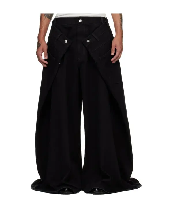 LU'U DAN Maxi Belt Loop Jeans - Black