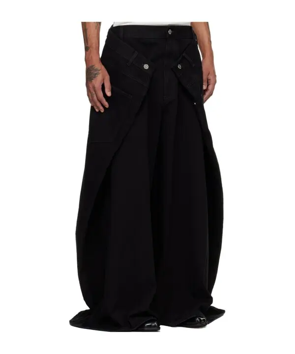 LU'U DAN Maxi Belt Loop Jeans - Black