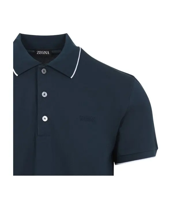 Zegna Logo Embroidered Short-sleeved Polo Shirt
