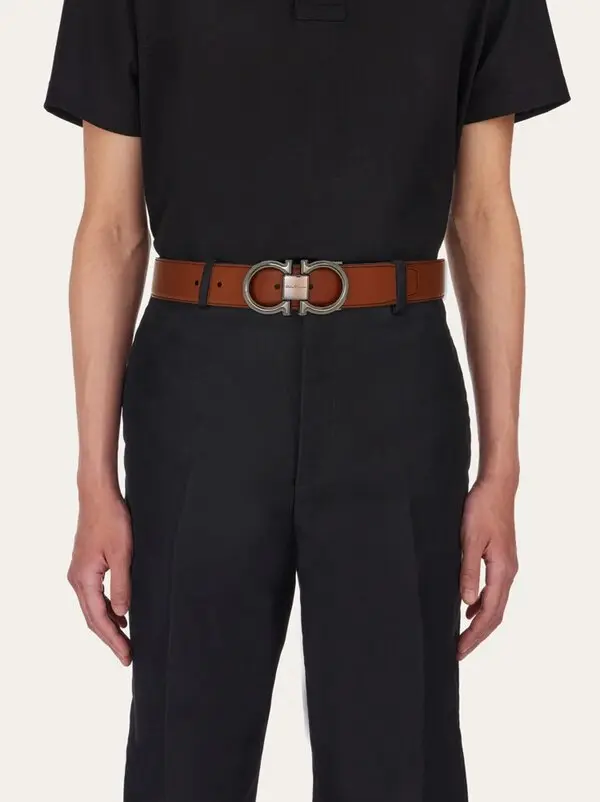 FERRAGAMO Double-sided Gancini Belt - Brown