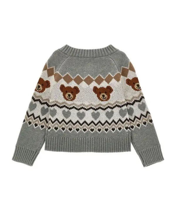 Monnalisa Jacquard Teddy Bear Cardigan
