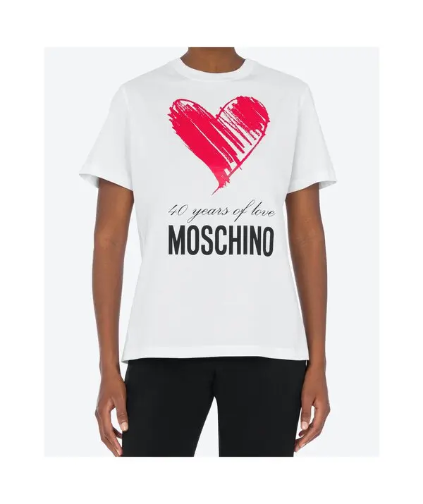 Moschino Heart-motif Printed Crewneck T-shirt - White
