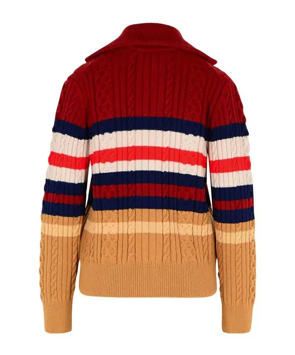 Maison Kitsuné Striped Zipped Knit Cardigan - No